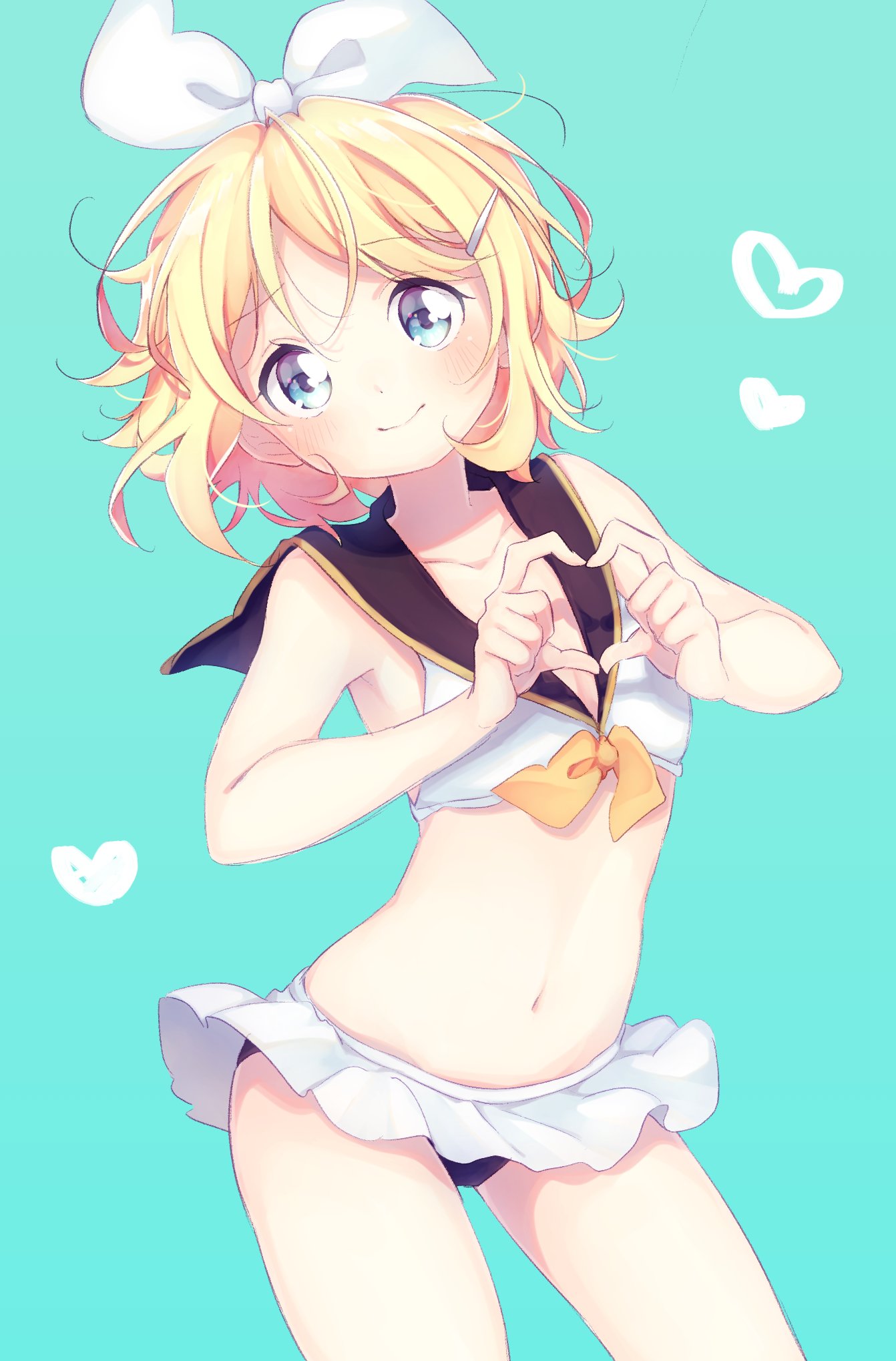 aizaki (aizkaizk) vocaloid kagamine rin bikini cleavage swimsuits ...